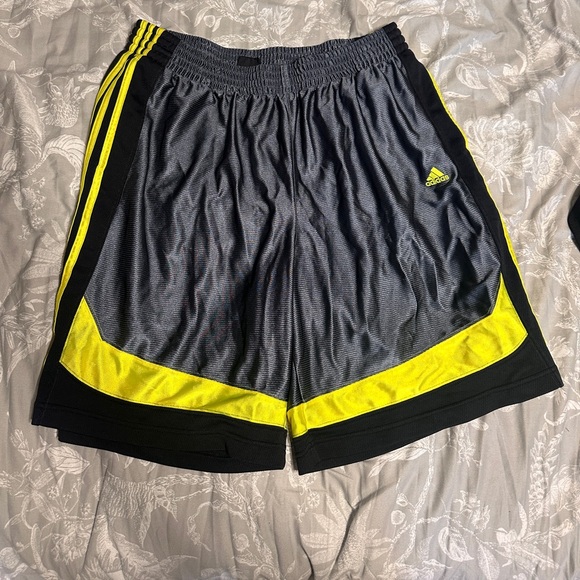 adidas | Shorts | Adidas Basketball Shorts Grey Yellow | Poshmark